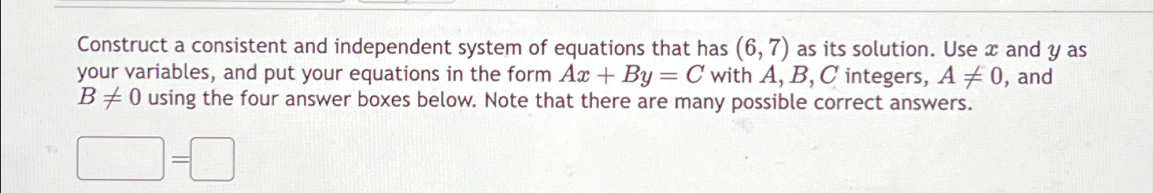 Solved Construct a consistent and independent system of | Chegg.com