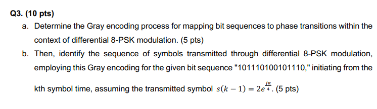 Solved Q3. (10 ﻿pts)a. ﻿Determine the Gray encoding process | Chegg.com