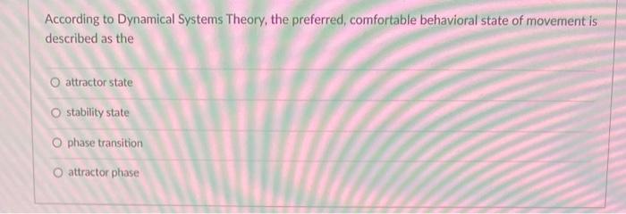 Solved According to Dynamical Systems Theory, the preferred, | Chegg.com