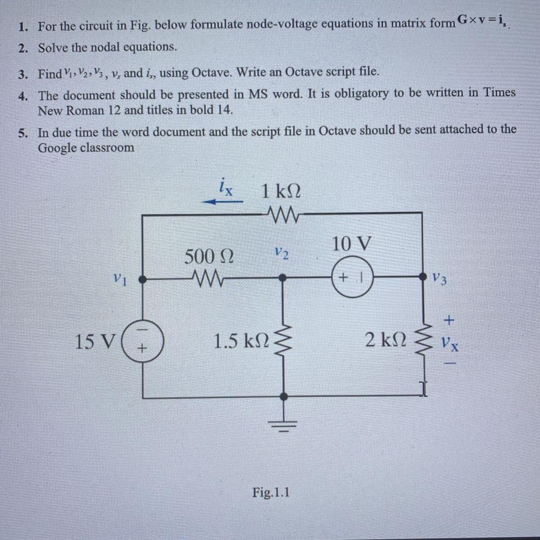 For the circuit in Fig. below formulate node-voltage | Chegg.com