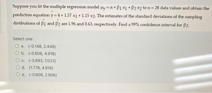 Solved Suppose you fit the multiple regression model | Chegg.com