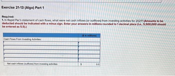 Solved Required information Exercise 21-13 (Algo) | Chegg.com