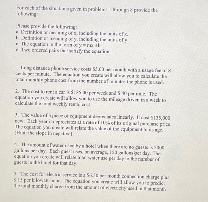 Solved For each of the situations given in problems 1 | Chegg.com