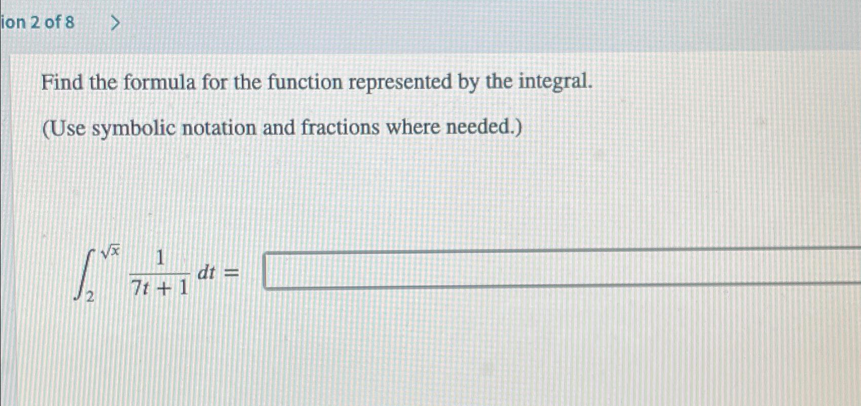 Solved ion 2 ﻿of 8Find the formula for the function | Chegg.com