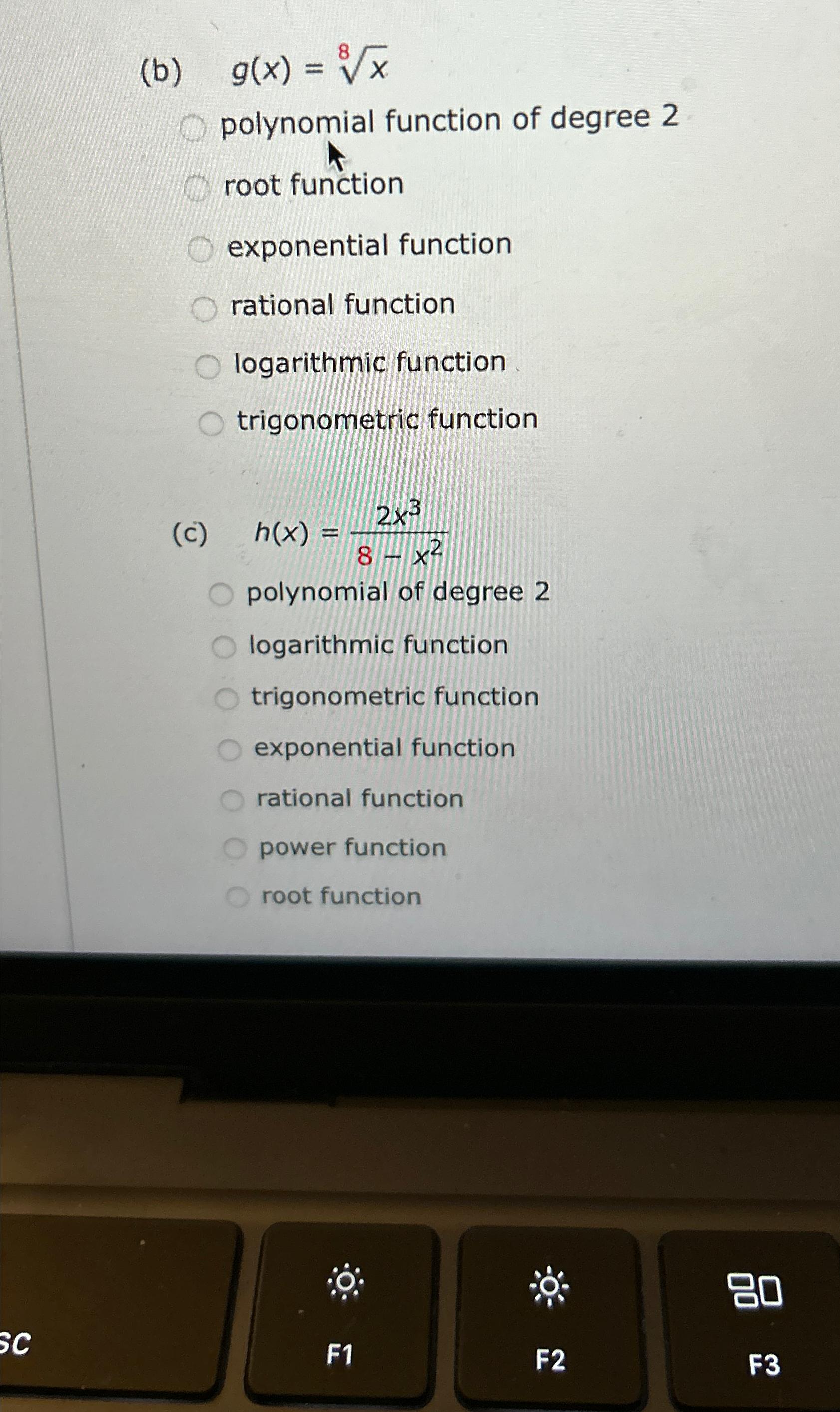 Solved (b) g(x)=x8polynomial function of degree 2root | Chegg.com