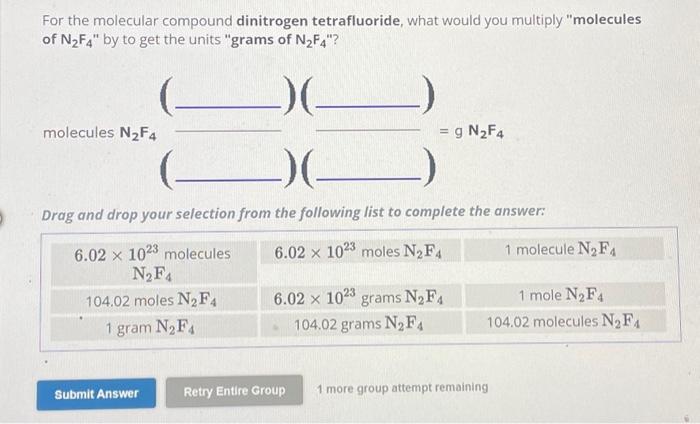 Solved For the molecular compound dinitrogen tetrafluoride, | Chegg.com