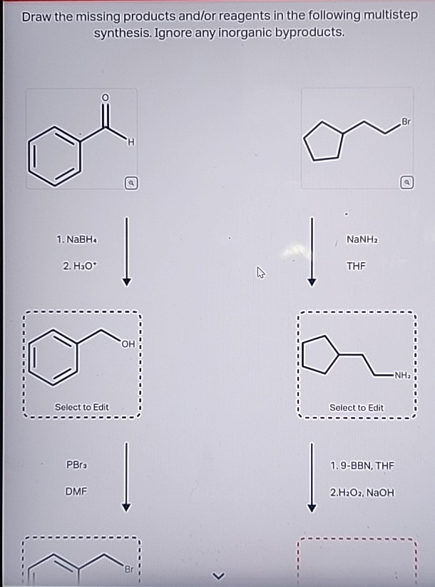 Solved Draw the missing products and/or reagents in the | Chegg.com
