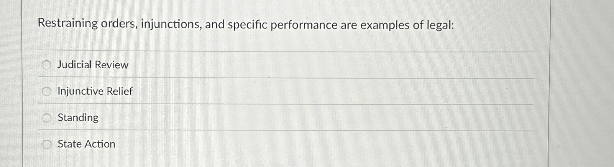 Solved Restraining orders, injunctions, and specific | Chegg.com