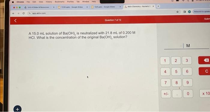 Solved A 15.0 mL solution of Ba(OH)2 is neutralized with | Chegg.com