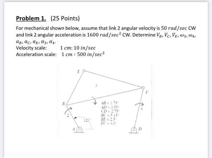 Solved Problem 1. (25 Points) For mechanical shown below, | Chegg.com