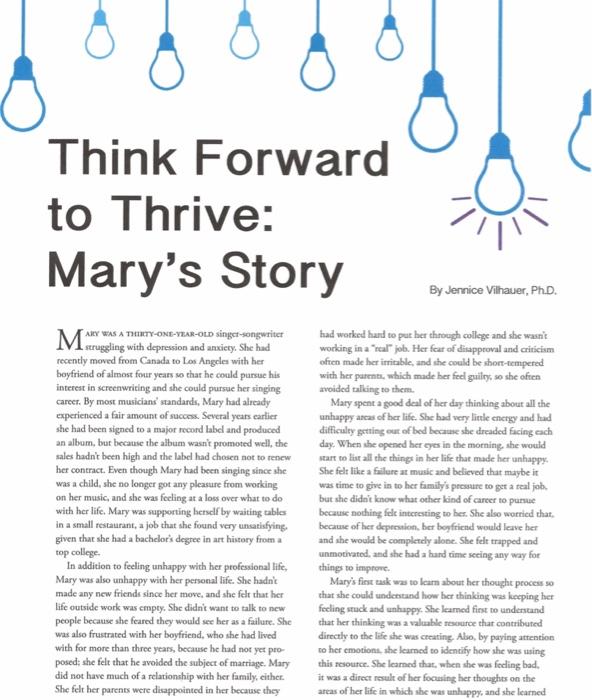 Solved Think Forward to Thrive: Mary's Story By Jennice | Chegg.com