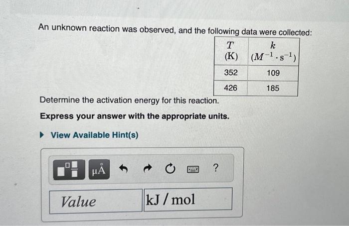 Solved An unknown reaction was observed, and the following | Chegg.com