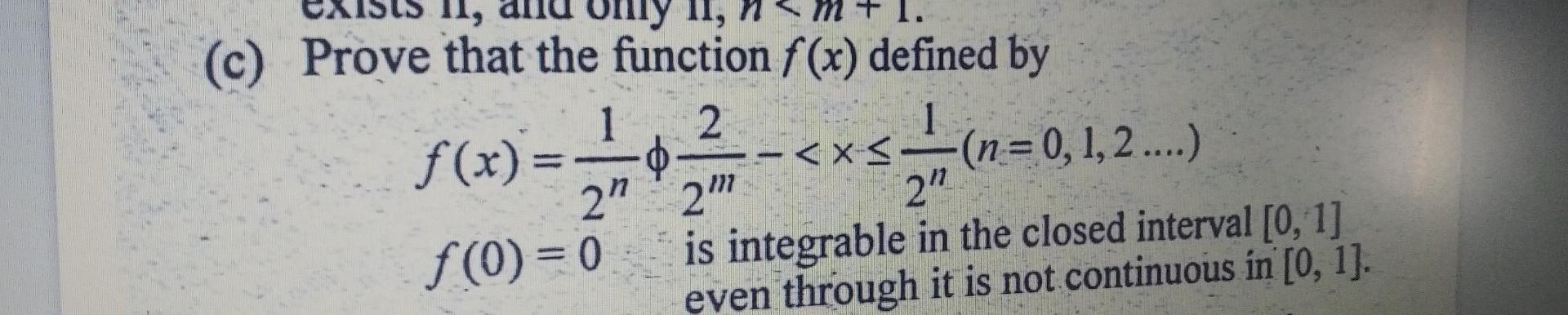 Solved (c) Prove that the function f(x) defined by | Chegg.com