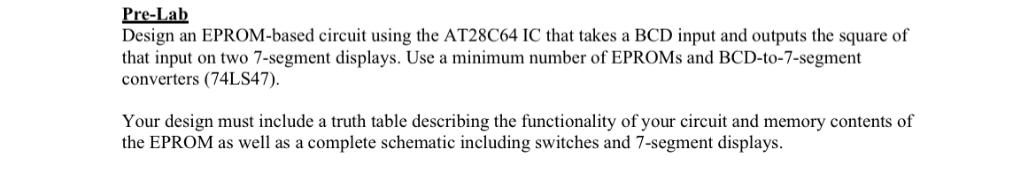 Solved Pre Labdesign An Eprom Based Circuit Using The 3859