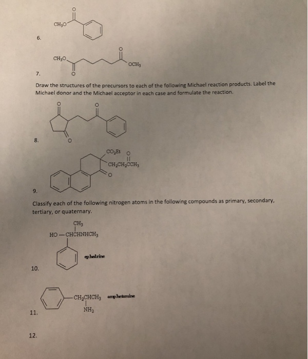 Solved CH 0 6. CH30 OCH, 7. Draw the structures of the | Chegg.com