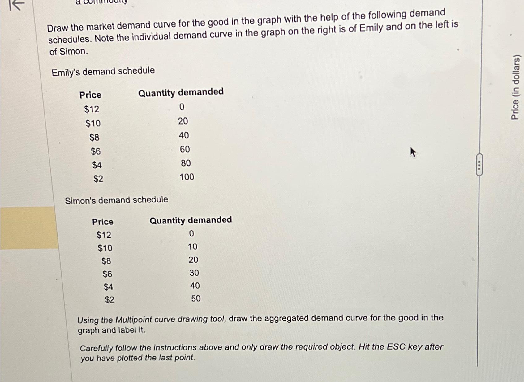 Solved Draw the market demand curve for the good in the | Chegg.com