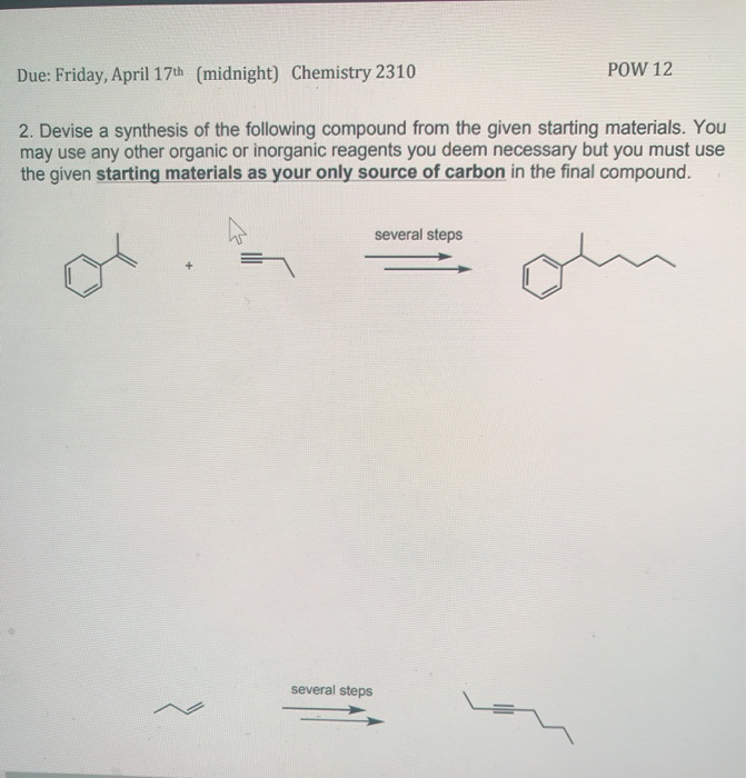 Solved Devise the synthesis of the following compound from | Chegg.com