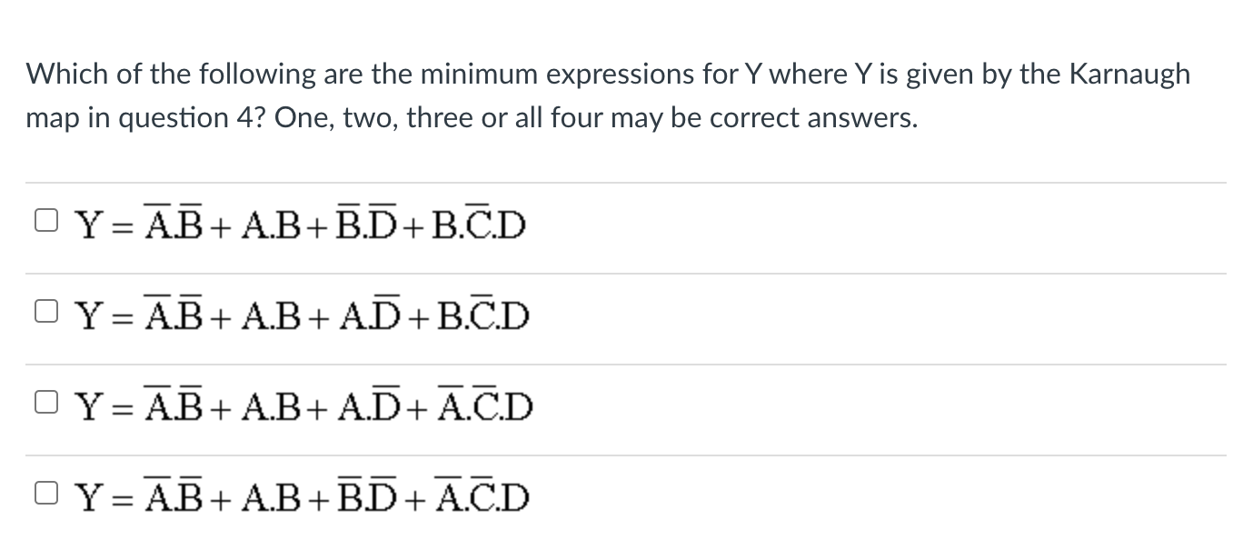 Which of the following are the minimum expressions | Chegg.com