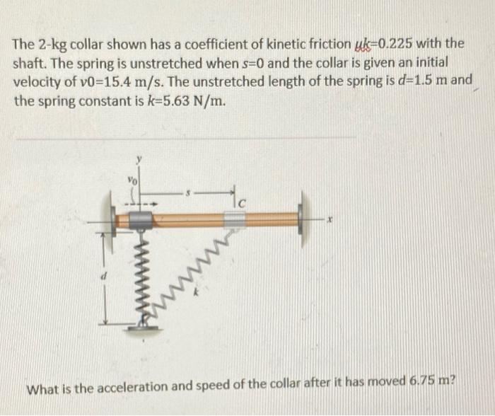 Solved The 2-kg collar shown has a coefficient of kinetic | Chegg.com