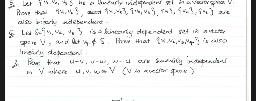 Solved 5 ﻿Let {v1,v2,v3} ﻿be a lmearly widependent set in a | Chegg.com