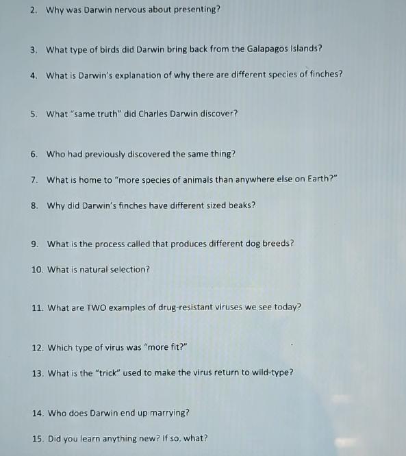 Solved Why was Darwin nervous about presenting?What type of | Chegg.com