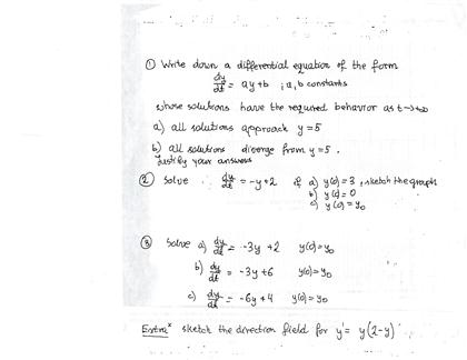 Solved Write down a differential equation of the form dy/dt | Chegg.com