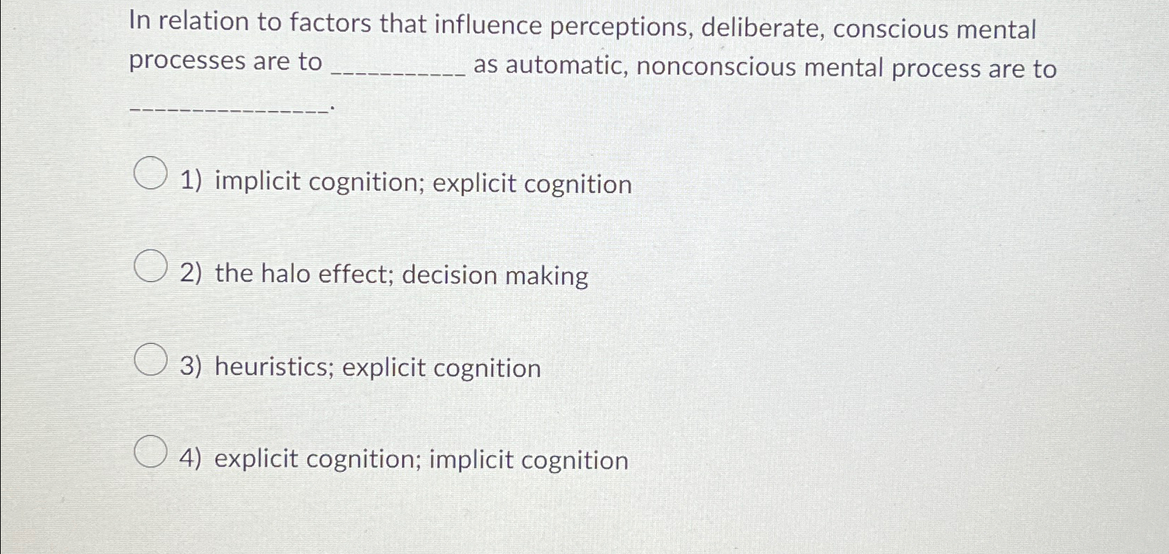 Solved In relation to factors that influence perceptions, | Chegg.com | Chegg.com