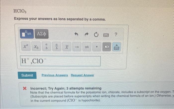 Solved Specify what ions are present upon dissolving each of | Chegg.com