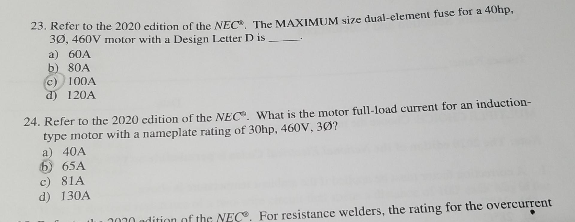 Solved Refer to the 2020 ﻿edition of the NEC®. ﻿The MAXIMUM | Chegg.com