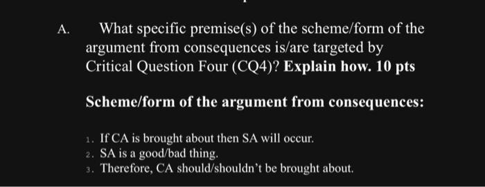 What specific premise(s) of the scheme/form of the | Chegg.com
