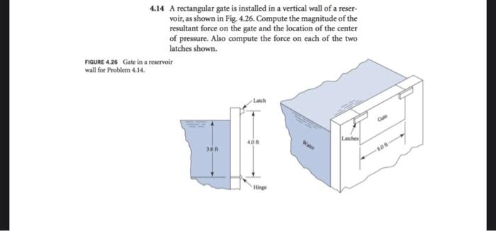 Solved 4.14 A rectangular gate is installed in a vertical | Chegg.com