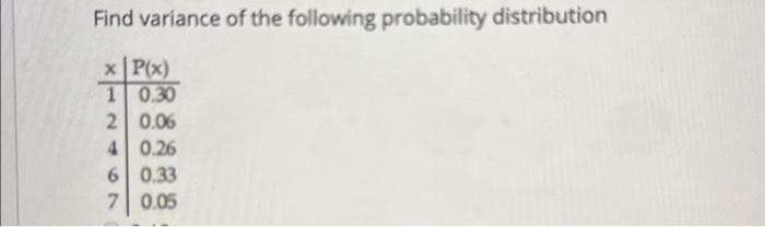 Solved Find variance of the following probability | Chegg.com