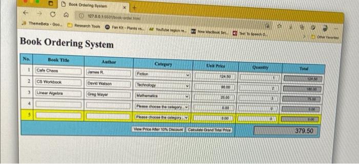 Solved Task 2 In calculateTotal() and/or book-order.html, | Chegg.com