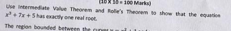 Solved Use Intermediate Value Theorem and Rolle's Theorem to | Chegg.com