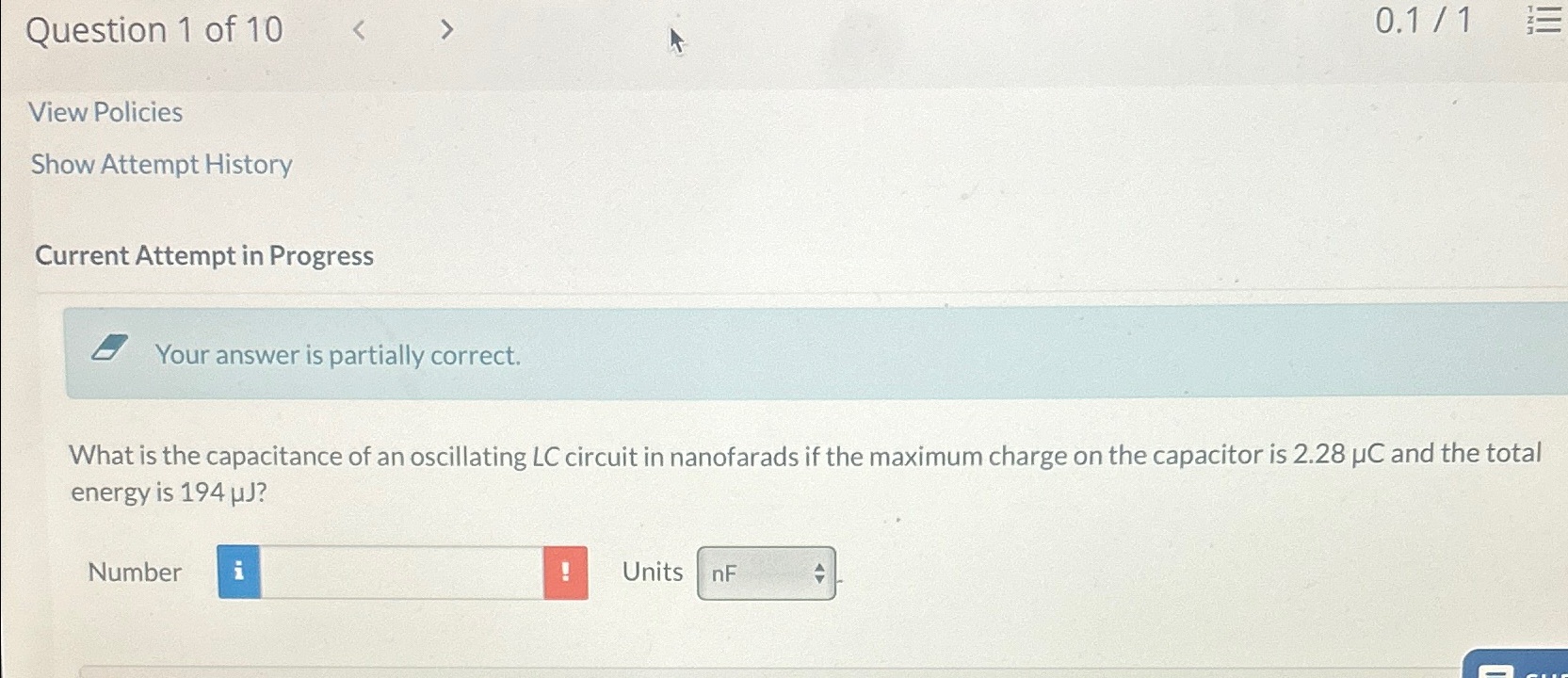 Solved Question 1 ﻿of 100.11View PoliciesShow Attempt | Chegg.com