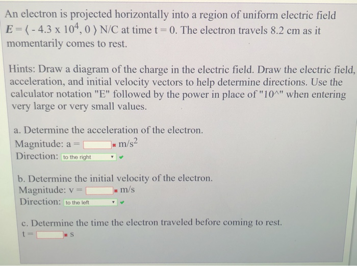 Solved An electron is projected horizontally into a region | Chegg.com