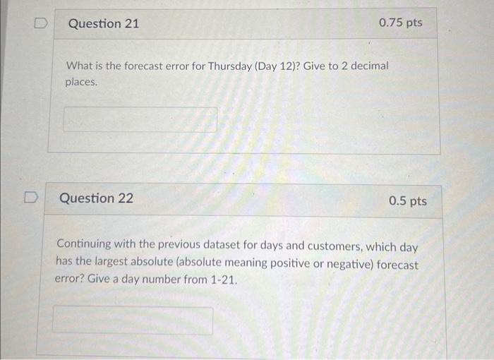 Solved Continuing with the previous dataset for days and | Chegg.com