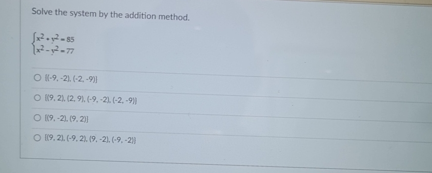 Solved Solve the system by the addition | Chegg.com