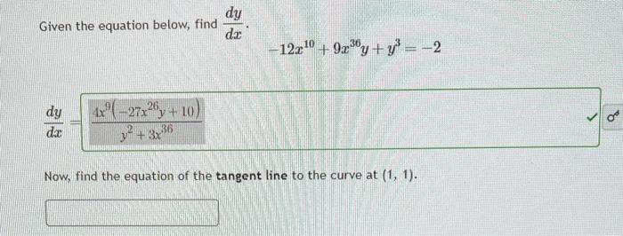 Solved Given the equation below, find dxdy. | Chegg.com