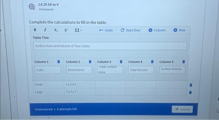 Solved Complete the calculations to fill in the table. | Chegg.com