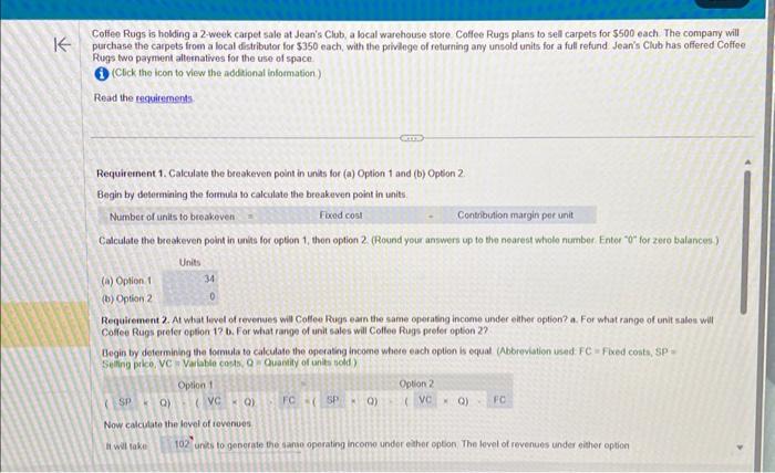 Cofiee Rugs is holfing a 2-week carpet sale at Jean's | Chegg.com