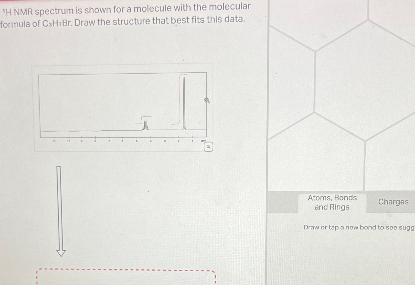 Solved A1H ﻿NMR spectrum is shown for a molecule with the | Chegg.com
