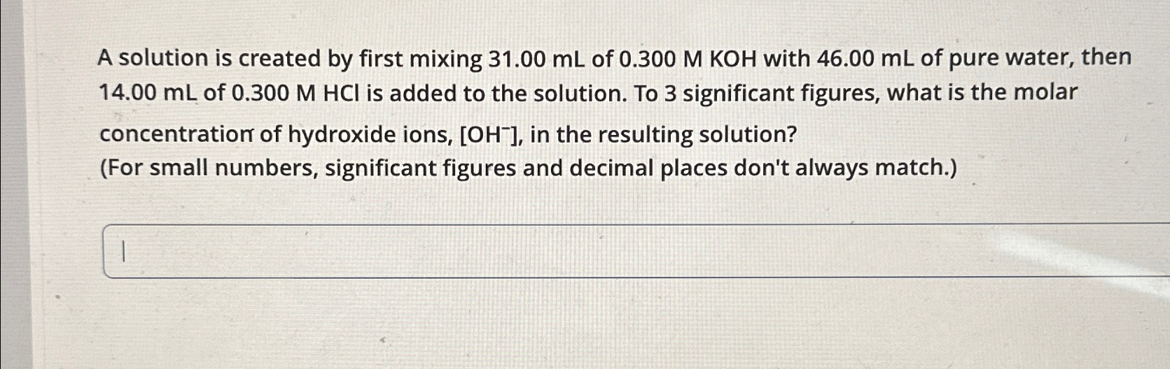 Solved A solution is created by first mixing 31.00mL ﻿of | Chegg.com