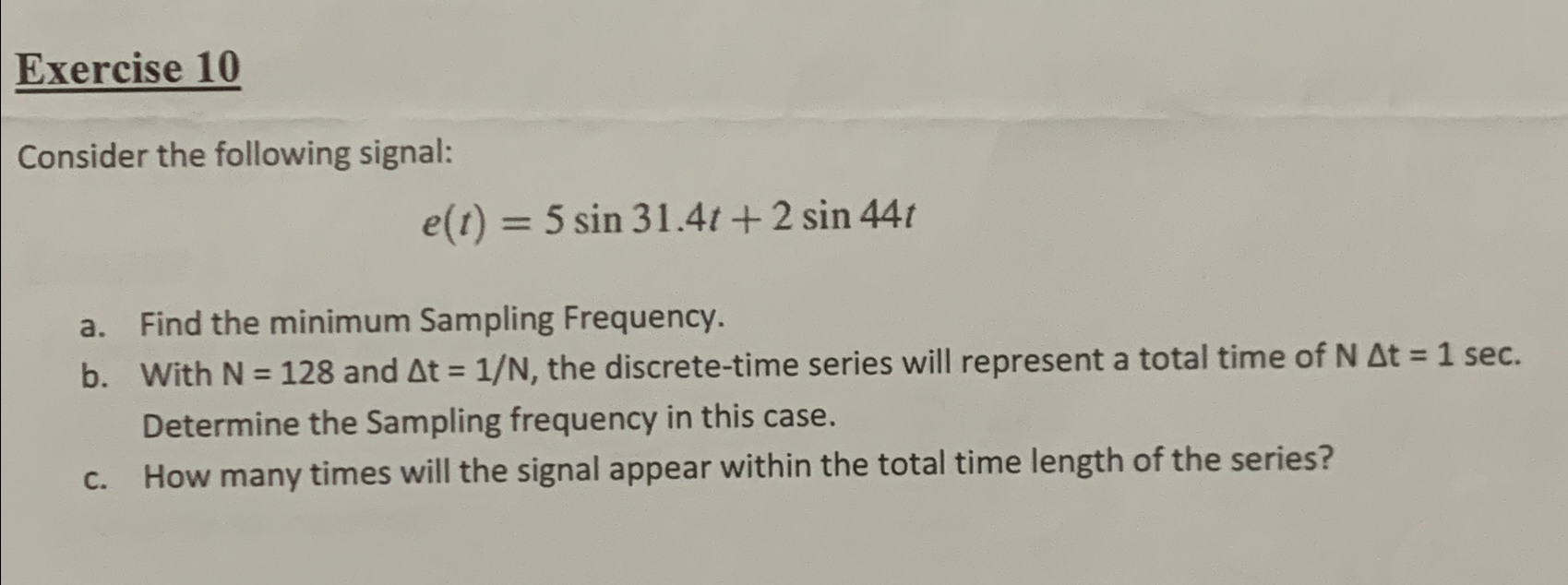 Solved Exercise 10Consider the following | Chegg.com