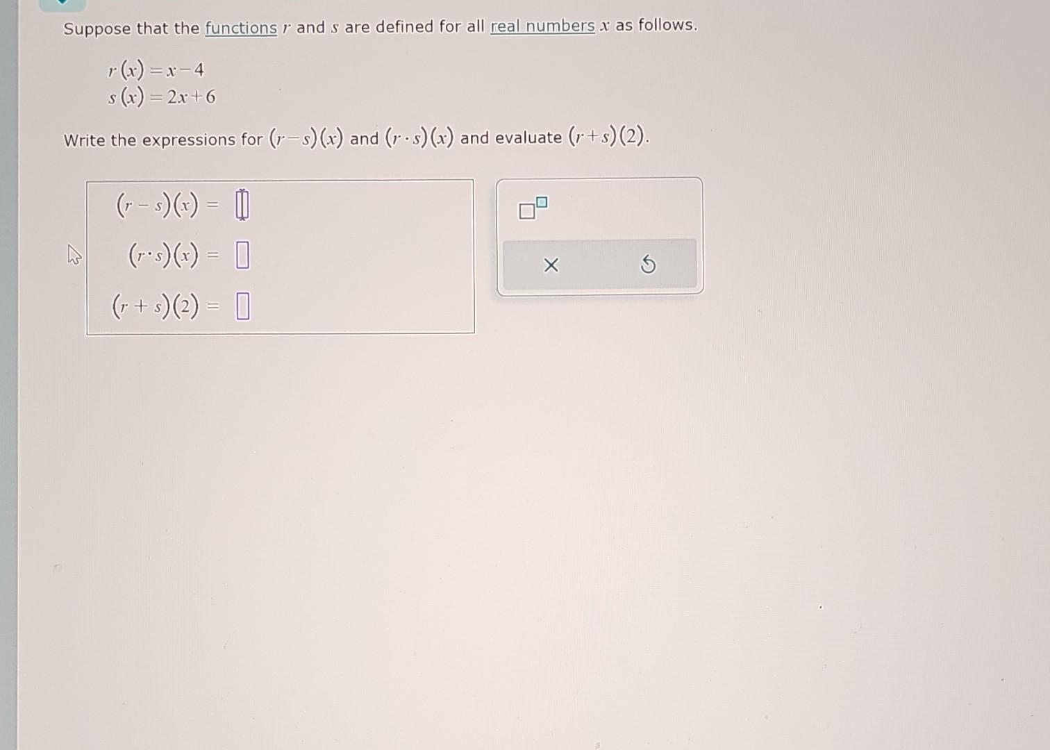 Solved Suppose that the functions r and s are defined for | Chegg.com