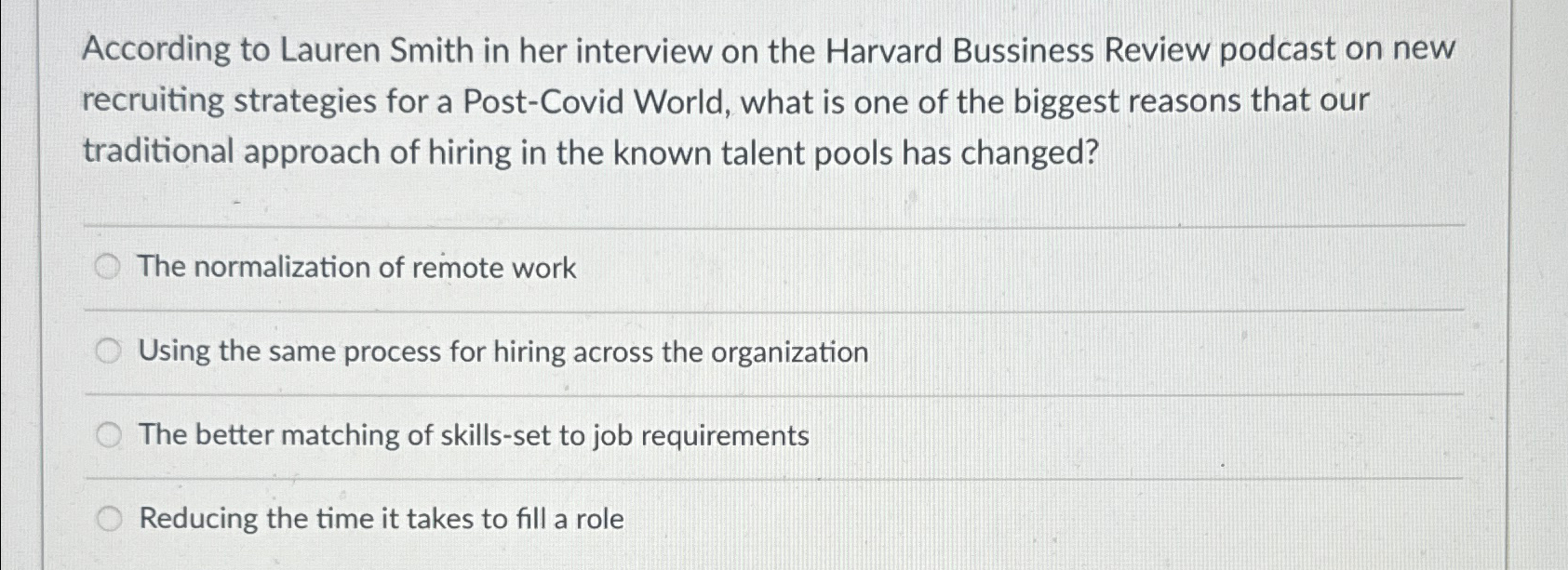 Solved According to Lauren Smith in her interview on the | Chegg.com