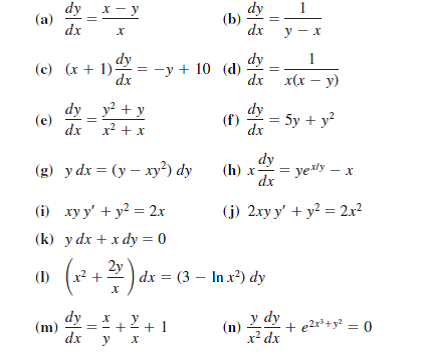 Solved: Classify each differential equation as separable, exact, l ...