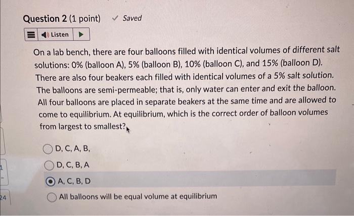 Solved On a lab bench, there are four balloons filled with | Chegg.com