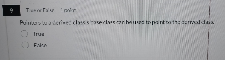 Solved Pointers to a derived class's base class can be used | Chegg.com