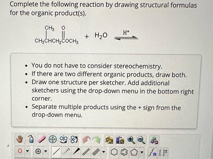 Solved Complete the following reaction by drawing structural | Chegg.com